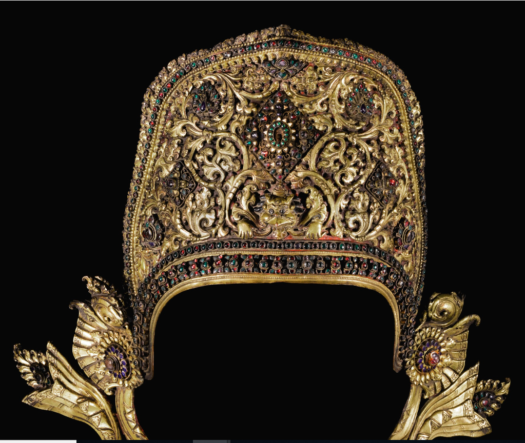 Global Nepali Museum - A GILT-COPPER REPOUSSÉ CROWN OF INDRA INLAID ...