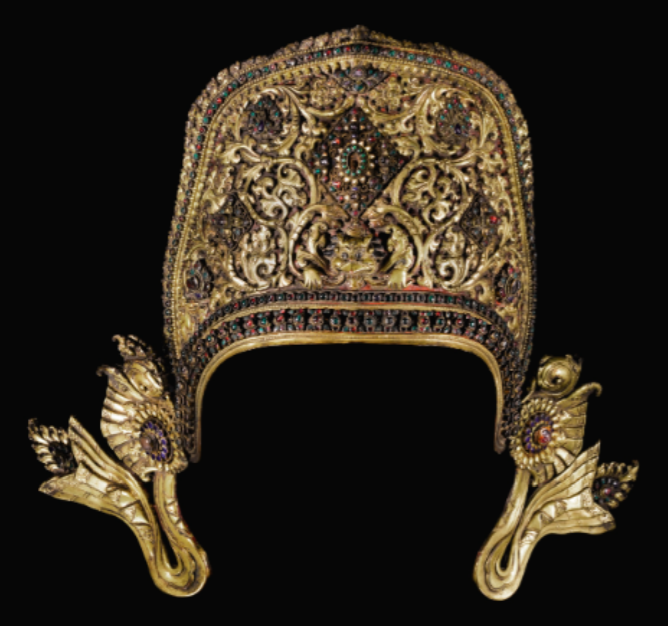 Global Nepali Museum - A GILT-COPPER REPOUSSÉ CROWN OF INDRA INLAID ...