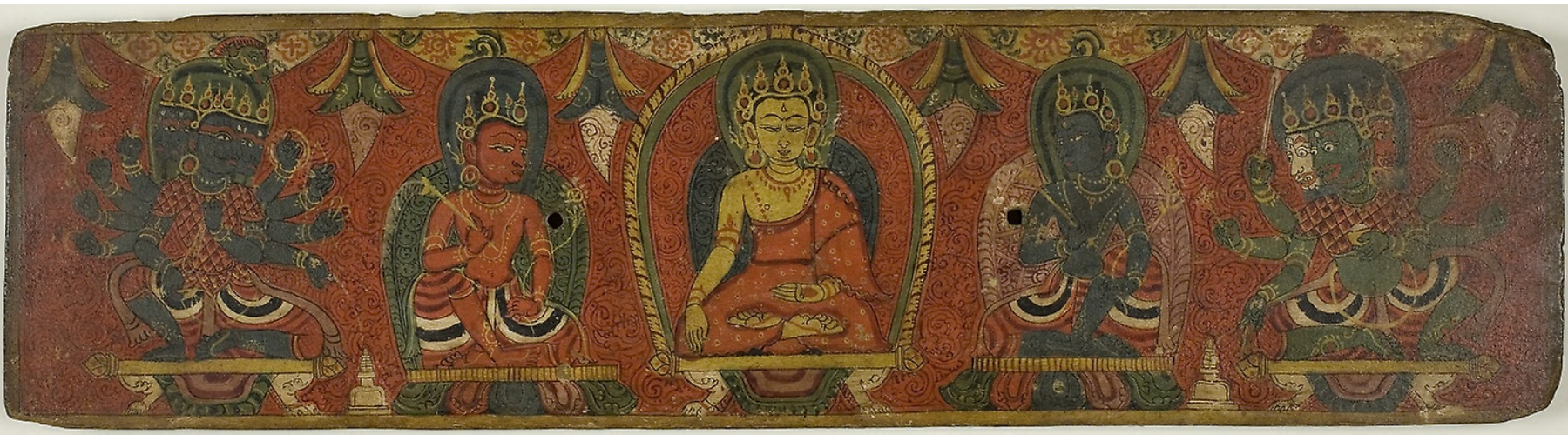 Global Nepali Museum - Manuscript Cover with Buddha, Two Bodhisattvas ...