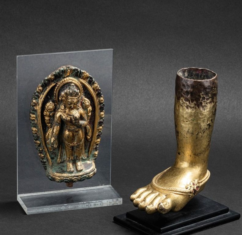 Global Nepali Museum - A repoussé gilt-copper figure of a standing ...