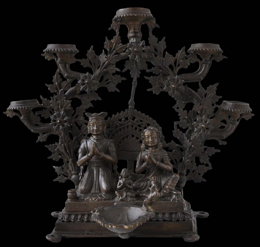 Global Nepali Museum - Inscribed Bronze Lamp with Aristocratic Patron ...